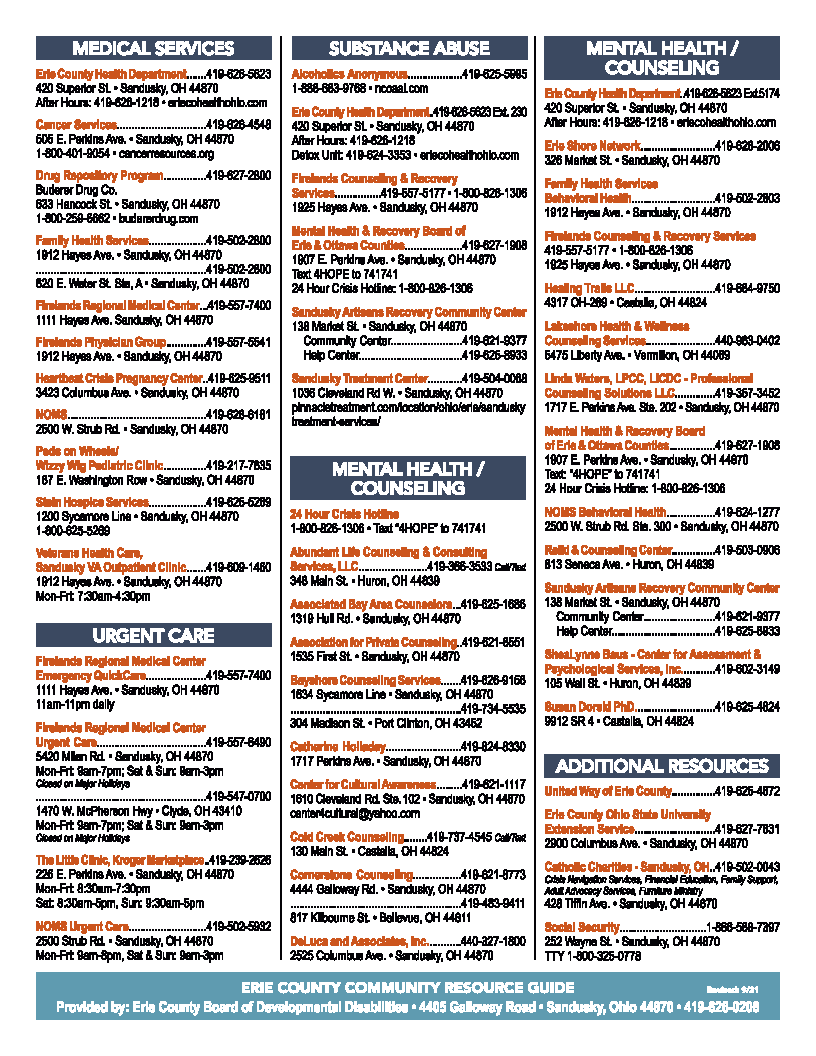 Resource Guide – Erie County Board of Developmental Disabilities